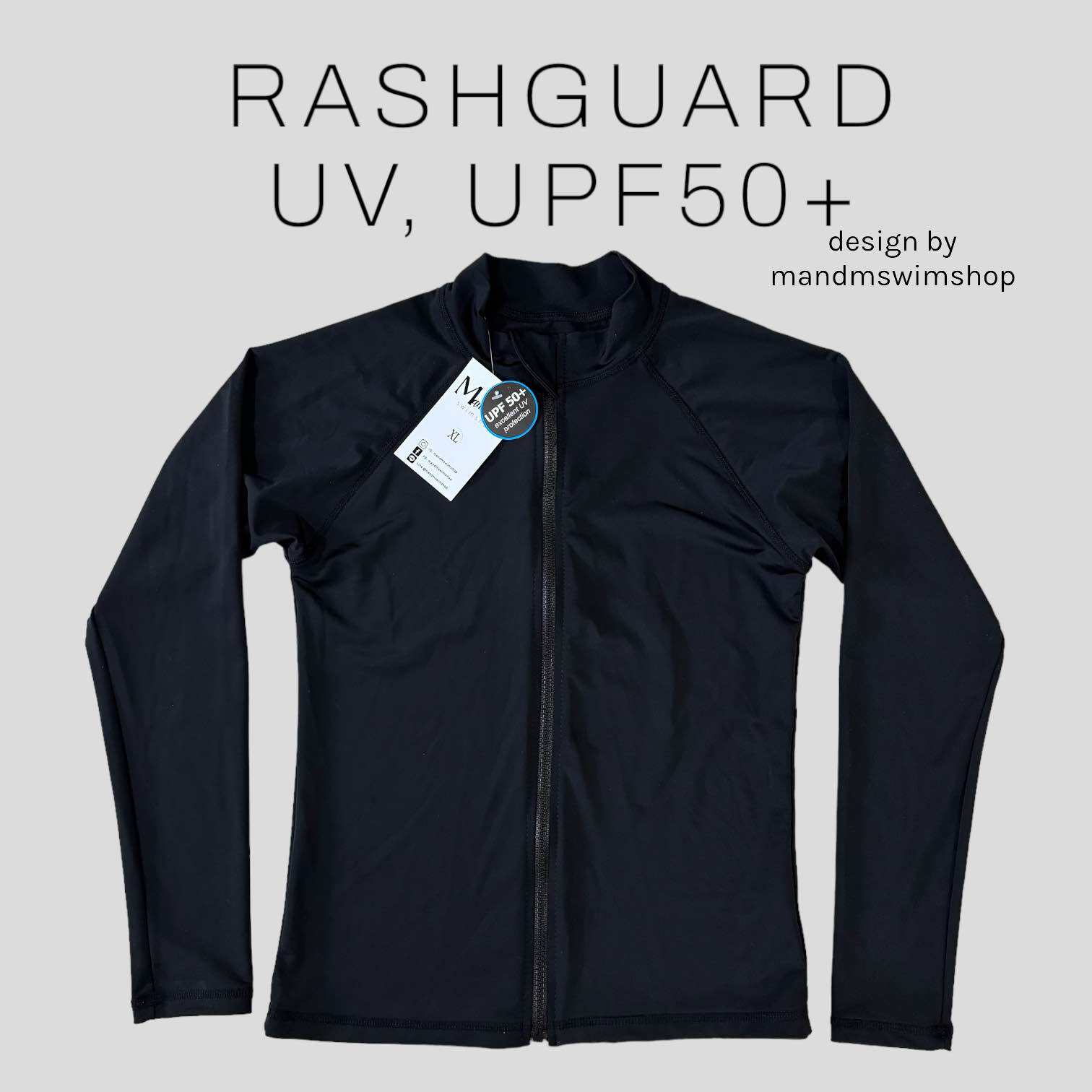 Rash guard เสื้อว่ายน้ำแขนยาวแบบซิปหน้าผู้หญิง กันยูวี สีดำ เสื้อคลุม ...