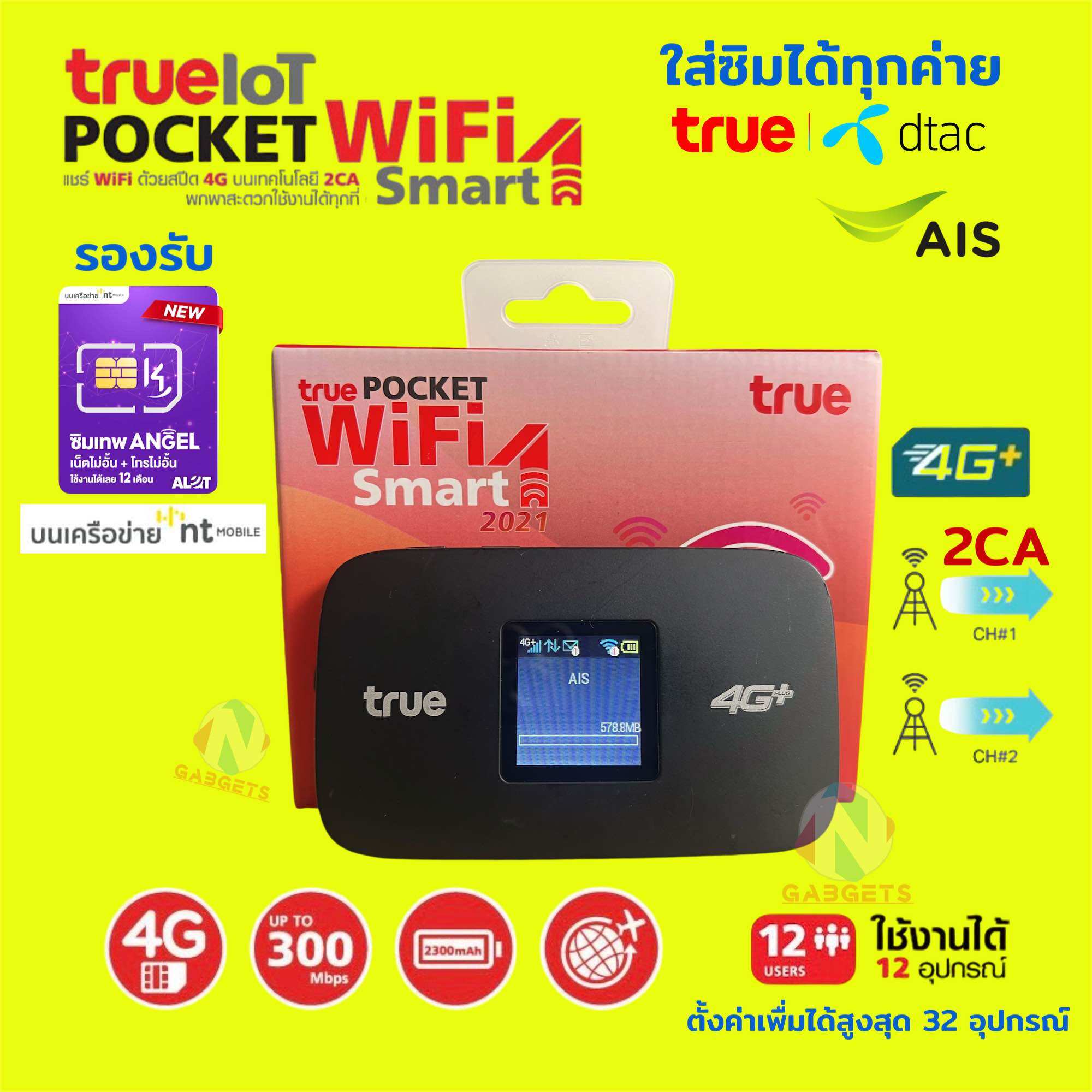 ZTE Pocket WiFi IoT Tr 4G+ CAT6 รองรับ 2CA Smart1 พ็อคเก็ตไวไฟรองรับซิม ...