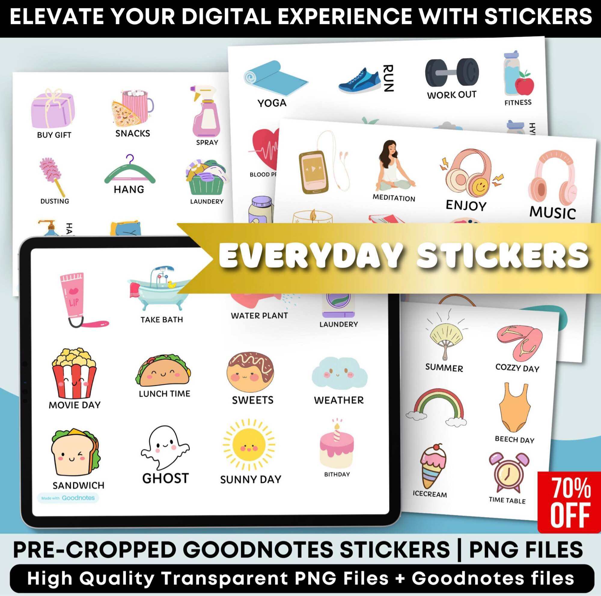 Everyday Life Digital Stickers, Daily Planner Stickers, iPad Stickers ...