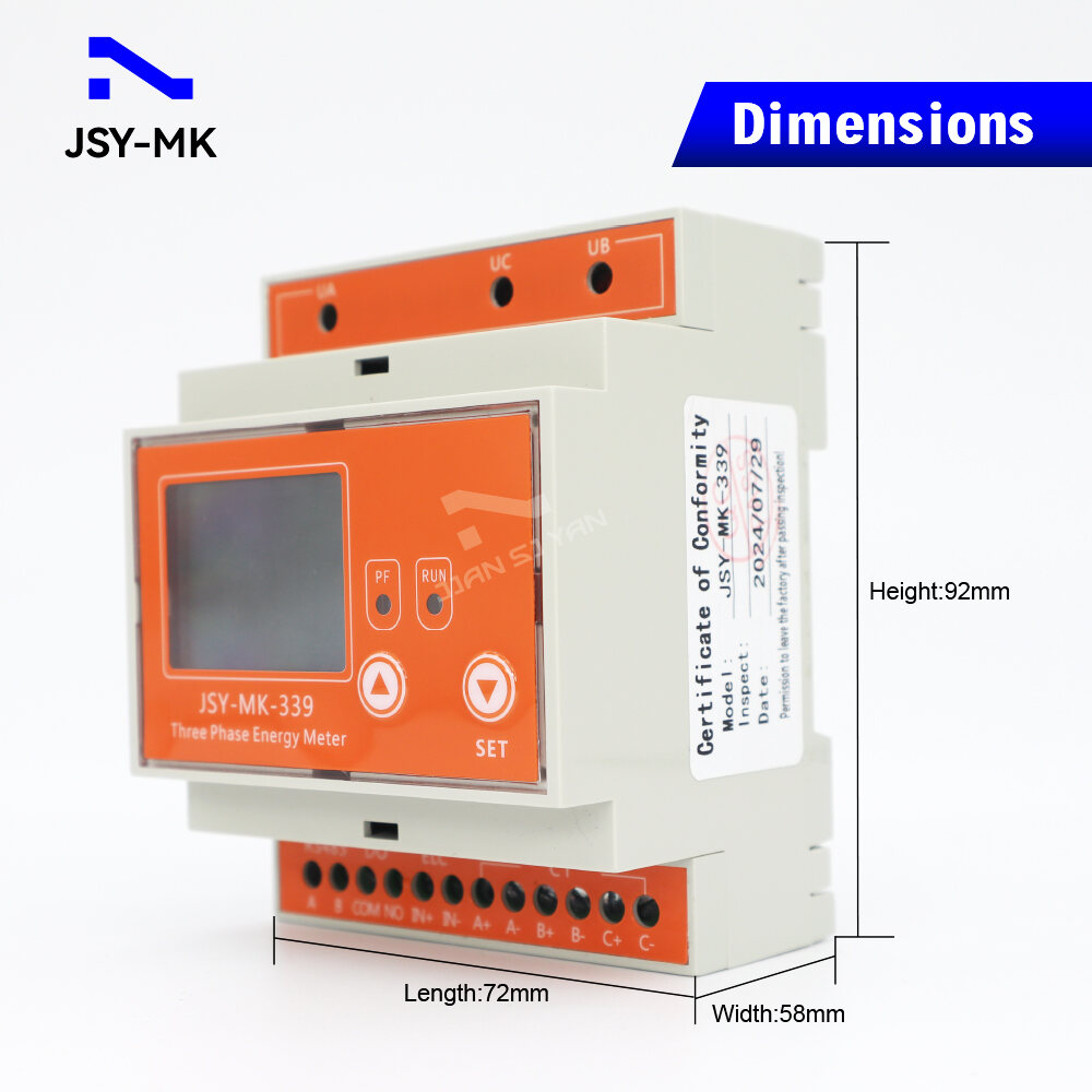 เครื่องวัดพลังงานอัจฉริยะ 3 เฟส 3 สาย 80A รุ่น JSY-MK-339 kWh เครื่อง ...