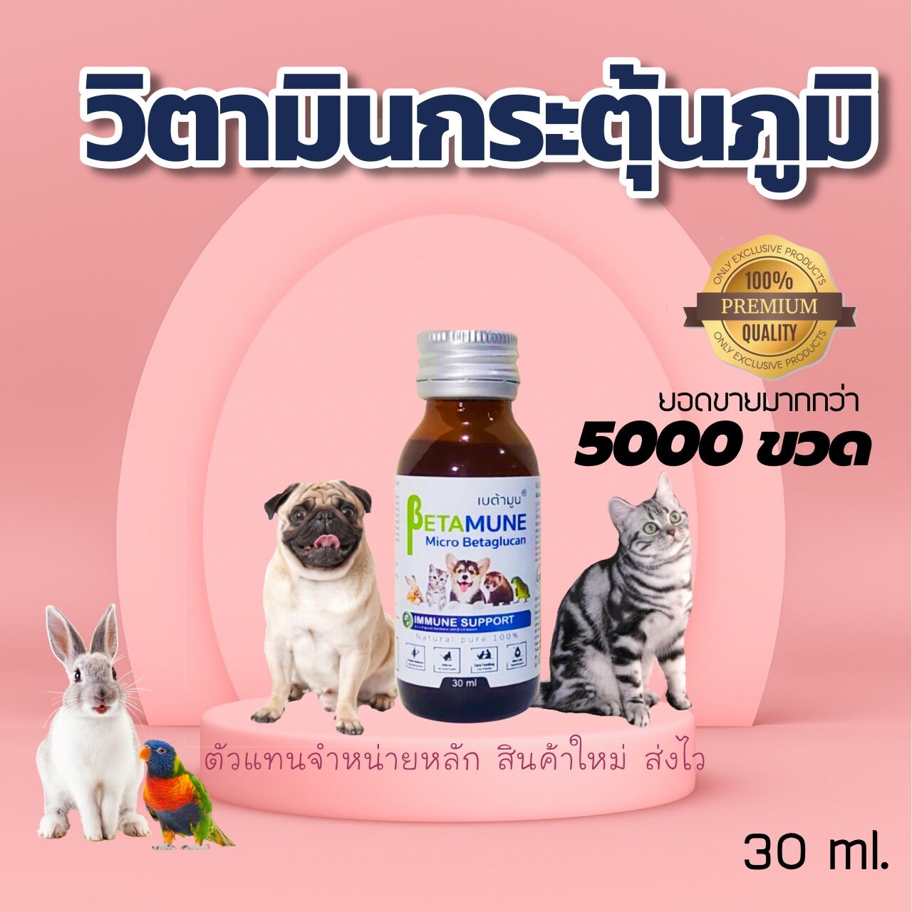 เบต้ามูน เบต้ากลูแคน วิตามินสำหรับสัตว์เลี้ยง Betamune สำหรับแมวและ ...