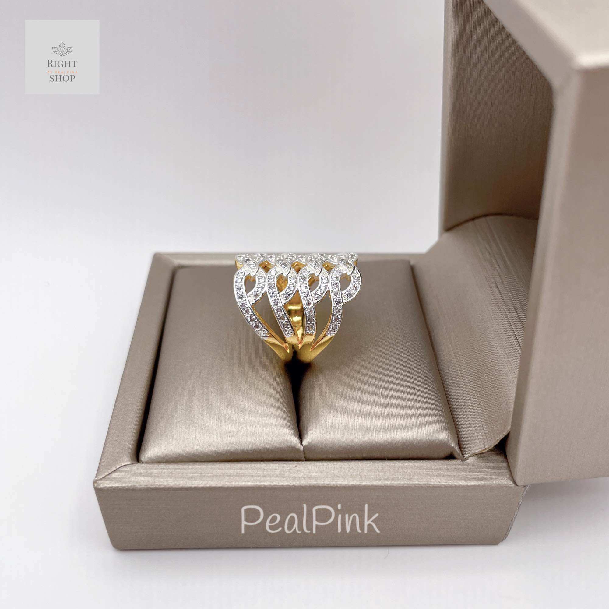 Wide diamond ring infinity design with four rows of shoulder free size ...