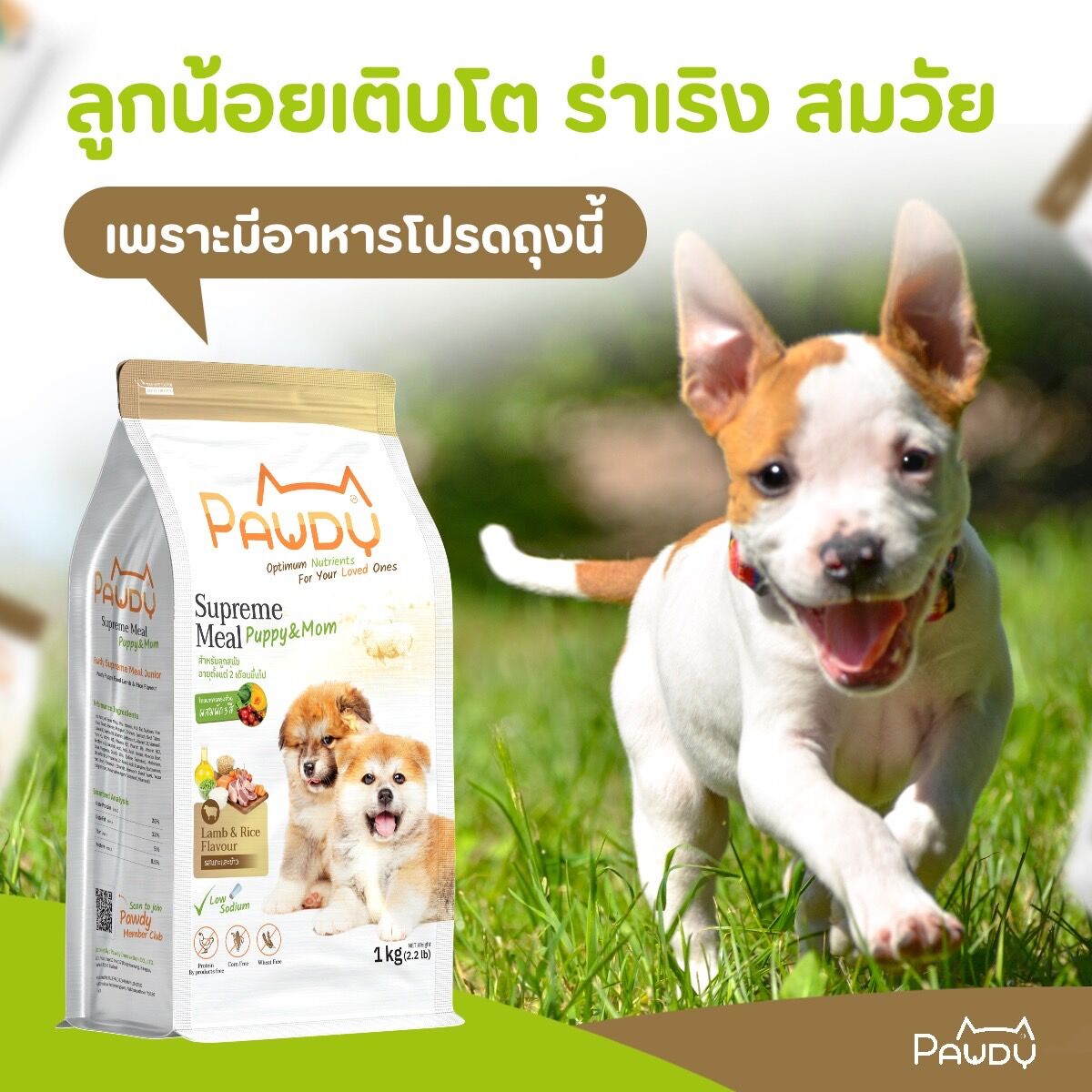 pawdy อาหารสุนัขรสแกะและข้าว สำหรับแม่สุนัขและลูกน้อย บรรจุ 1 kg ...