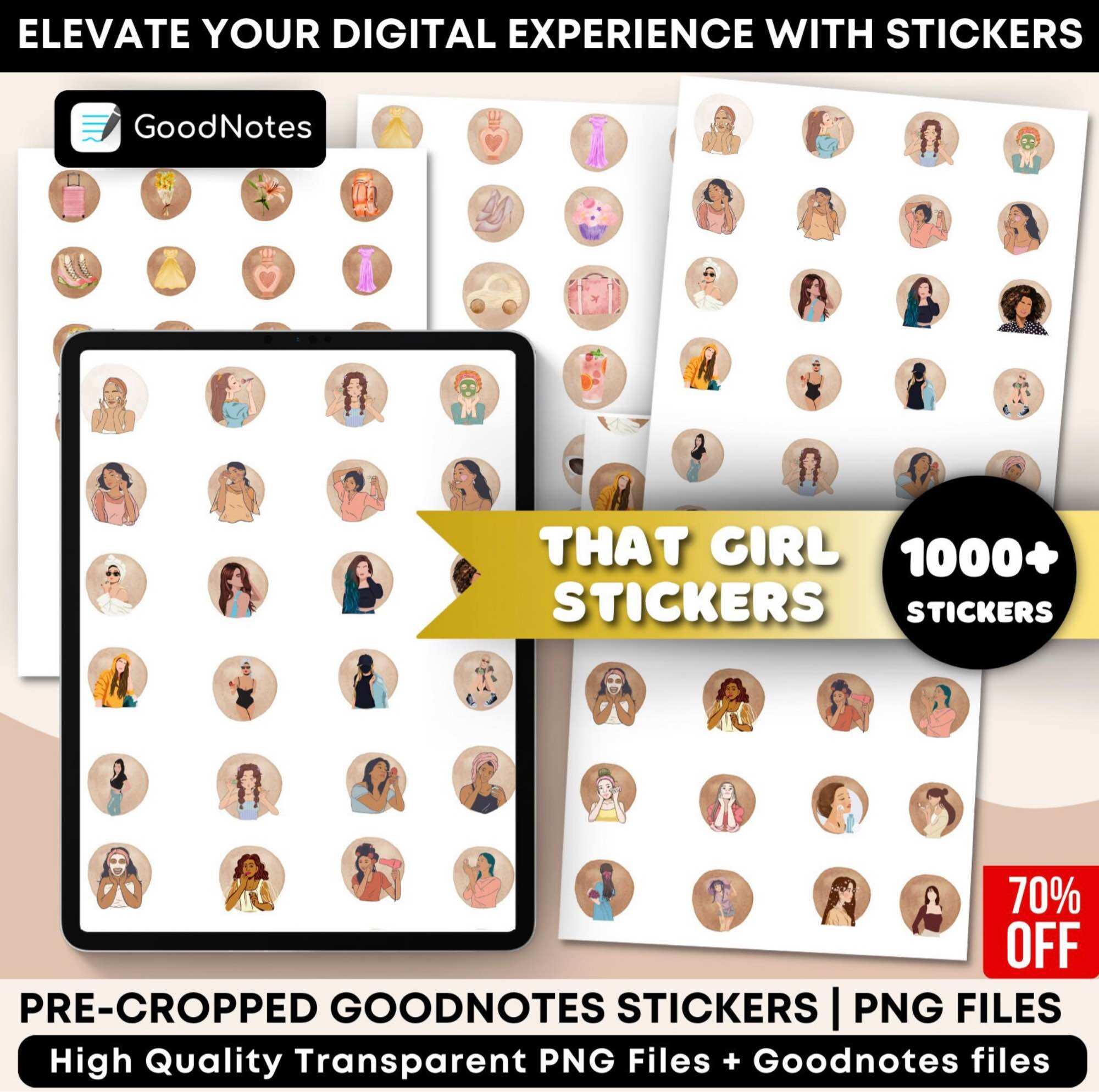 1000+ That Girl Planner Stickers, Girl Aesthetic Digital Stickers ...