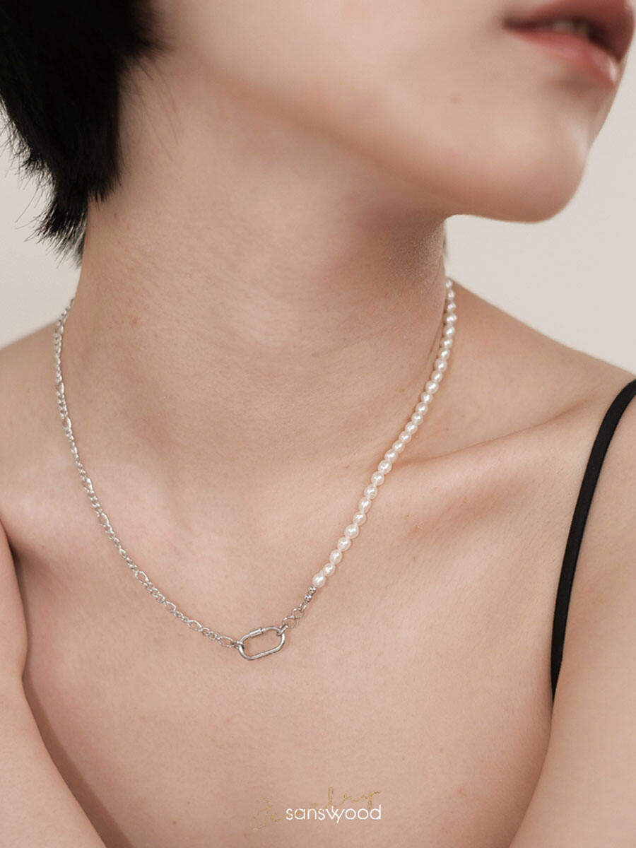 Senwu sanswood สร้อยคอไข่มุกธรรมชาติชุบทองเงินแท้925สำหรับผู้หญิง | Lazada.co.th