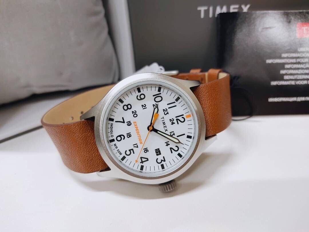 TIMEX: TW2V07500 Field LLB Men’s Watch (Black/ Brown Leather) : สินค้า ...
