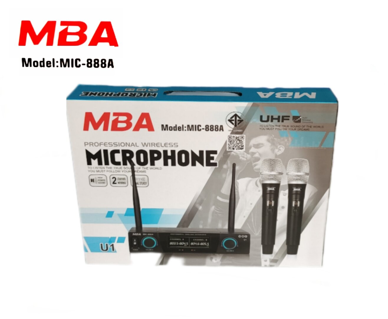 MBA ไมโครโฟน ไมค์ลอย UHF รุ่น MIC-888A U1 ไมค์ลอยคู่ | Lazada.co.th