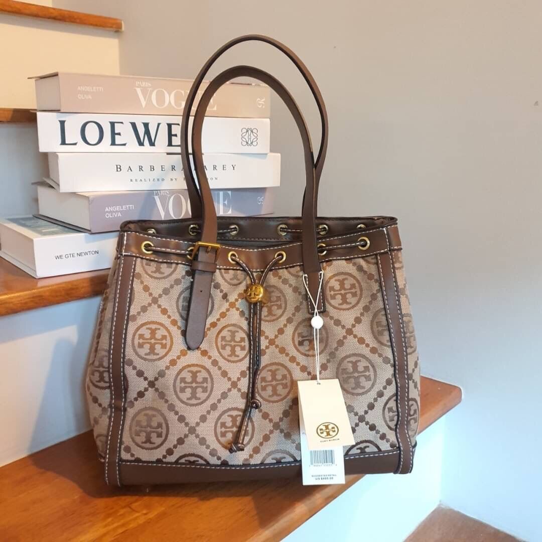 TORY BURCH FACTORY MONOGRAM JACQUARD TOTE BAG | Lazada.co.th