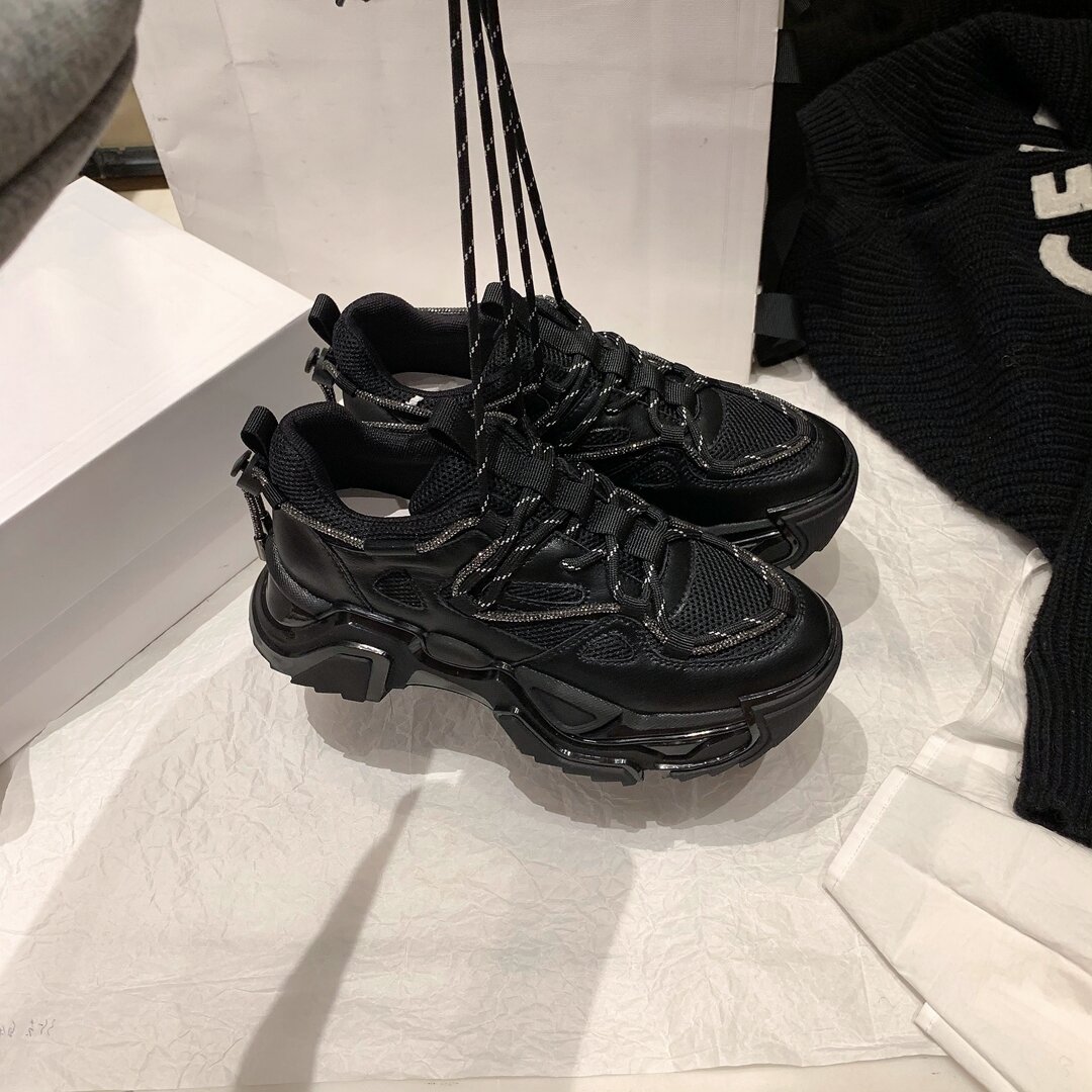 Sheii ซูอินน์】เพิ่มความสูงจะไม่มีวันจบ ~ รองเท้ากีฬาลำลองพื้นหนาโซ่เพชร ...