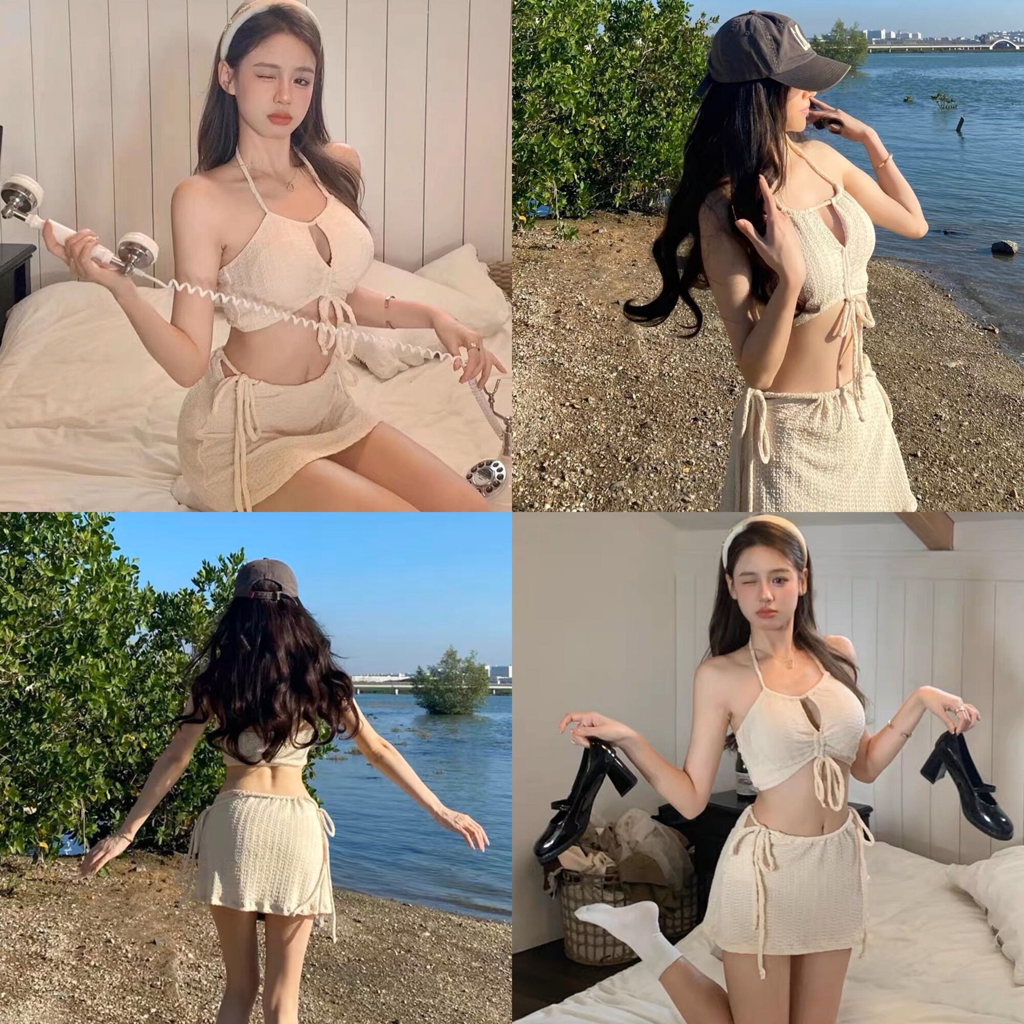 Sandy set เซตบิกินี่พร้อมกระโปรงน่ารักๆ ได้3ชิ้น - bikinisummer - ThaiPick