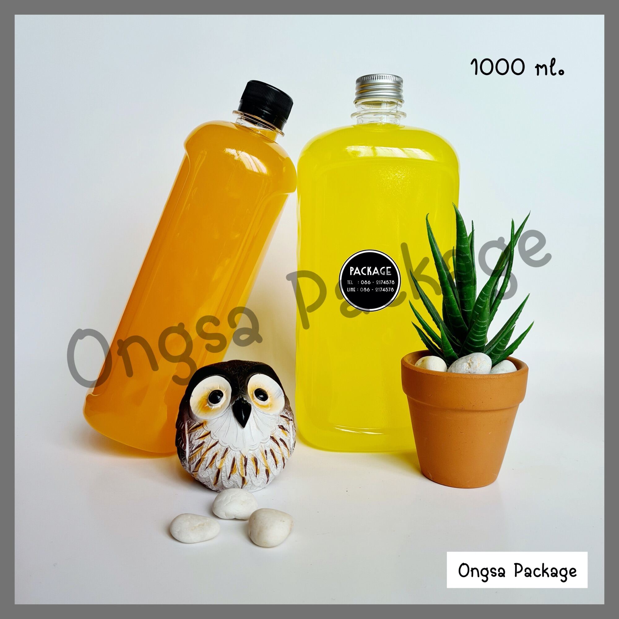 ขวดทรงแบน 1000 Ml ฝา 28 มิล 1 ลิตร 20 ใบ ฝามี ขาว ดำ ทอง ฝา