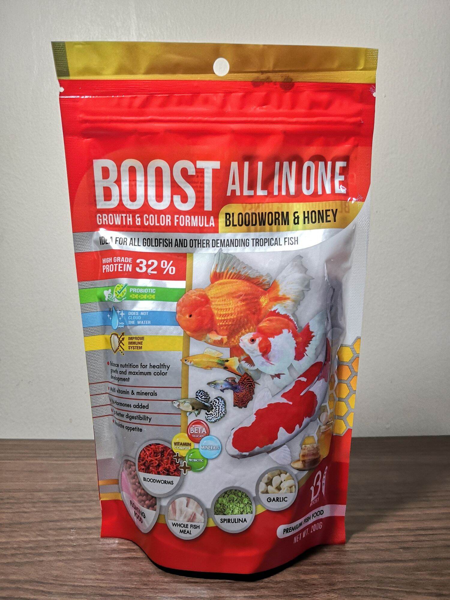 BOOST All in one 50g. 100g. 200g. (อาหารปลาสวยงามสูตรเร่งโต เร่งสี ผสม ...