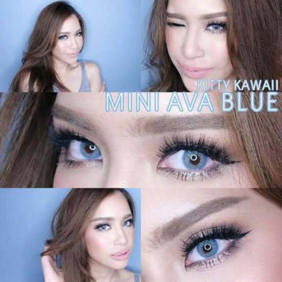 คอนแทคเลนส์ รุ่น mini Ava ยี่ห้อ Kitty Kawaii สายฝอ สีฟ้า มีค่าสายตา - ICE Big eye Contact lens ...