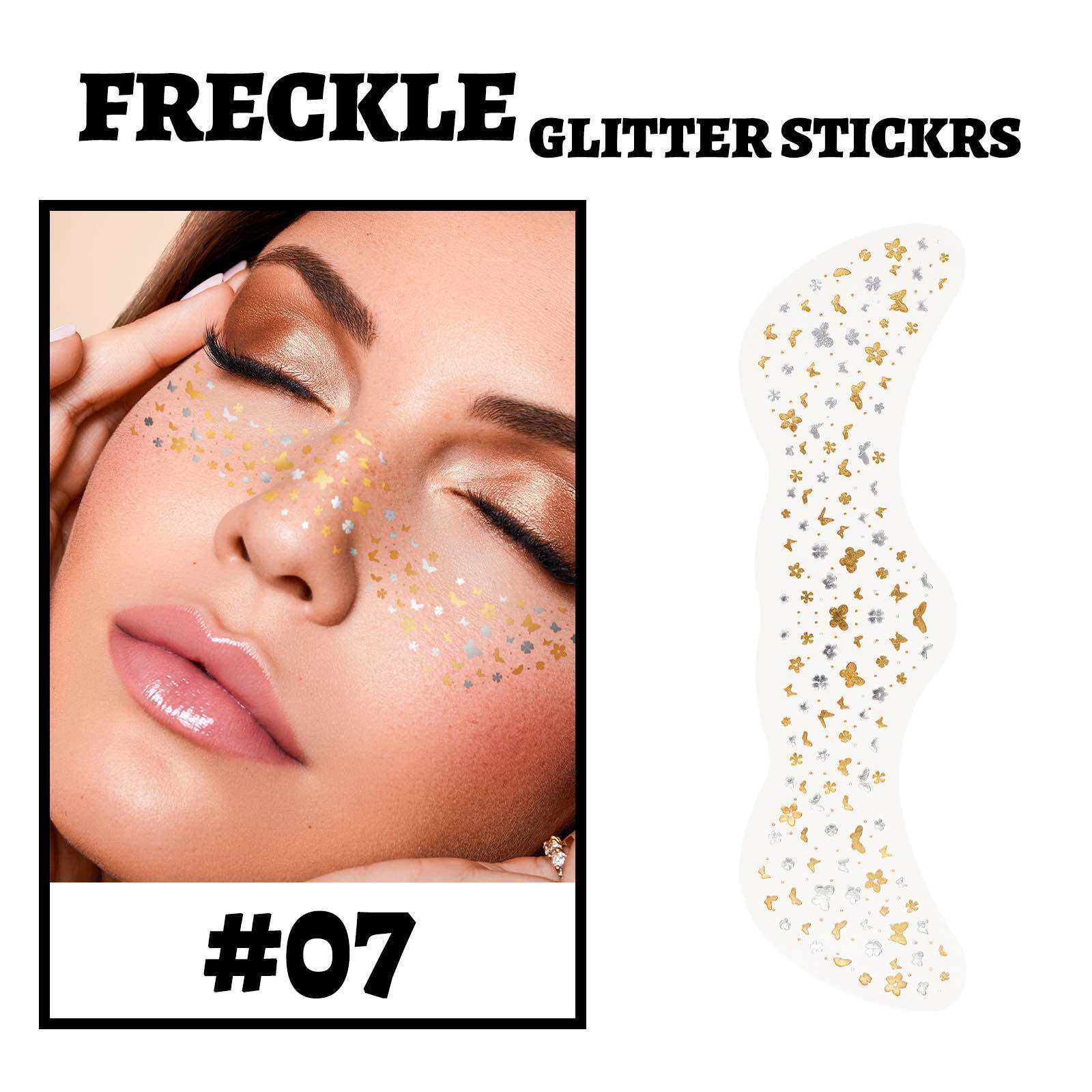 [3140] (พร้อมส่ง) Freckle Glitter Tattoo สติ๊กเกอร์กากเพชรติดหน้า แทททูกากเพชรติดหน้า