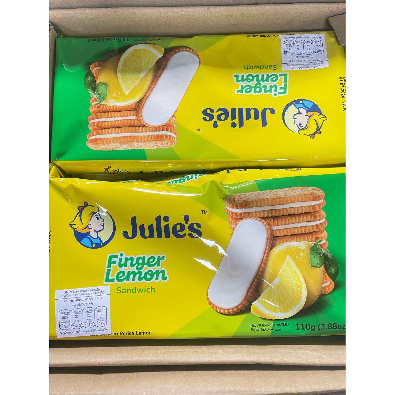 Julie's Finger Lemon Flavoured Cream Sandwich ขนมปังกรอบสอดไส้ครีม ...