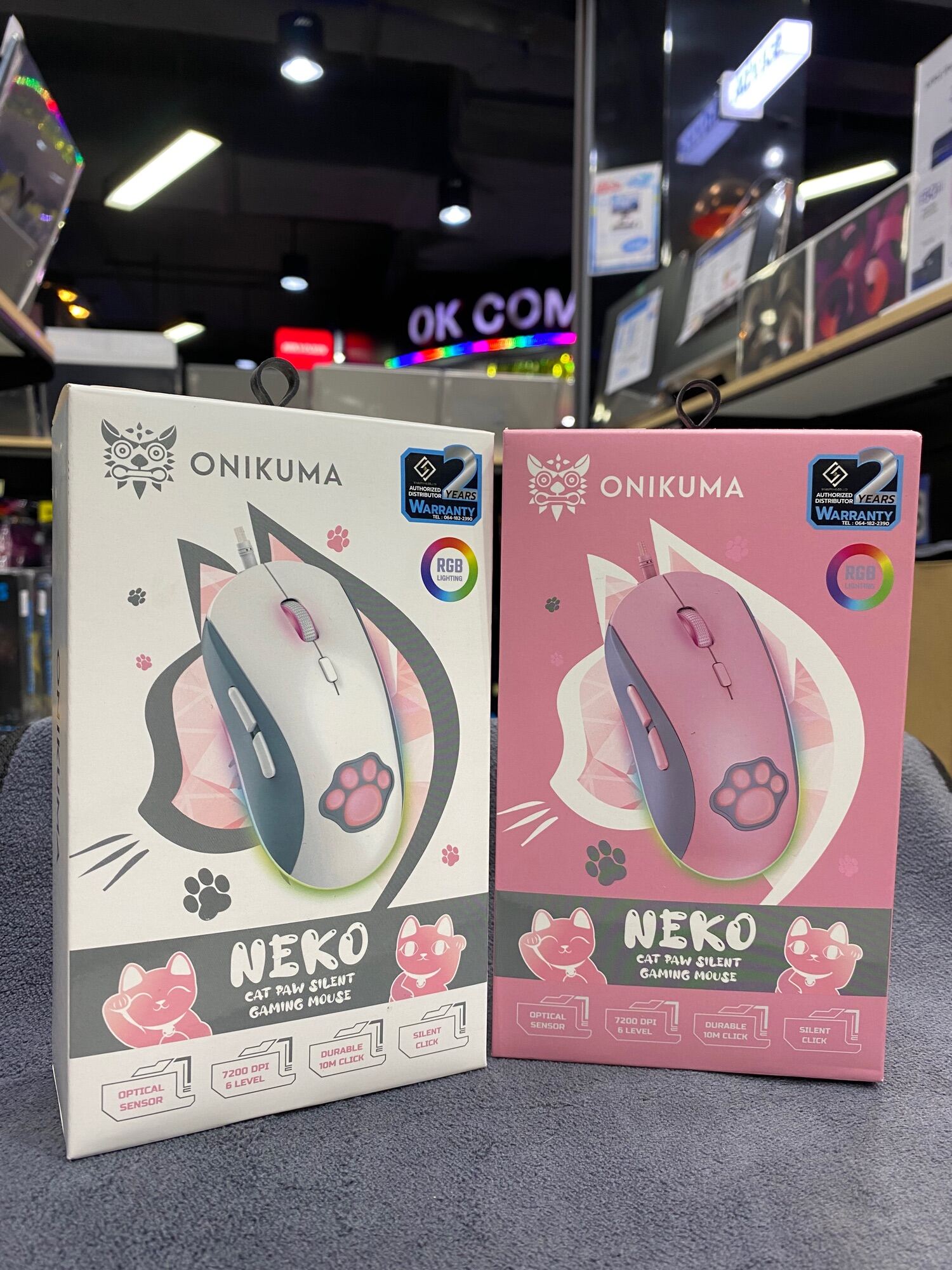 เมาส์ Onikuma Neko Gaming Mouse(White/Pink) | Lazada.co.th