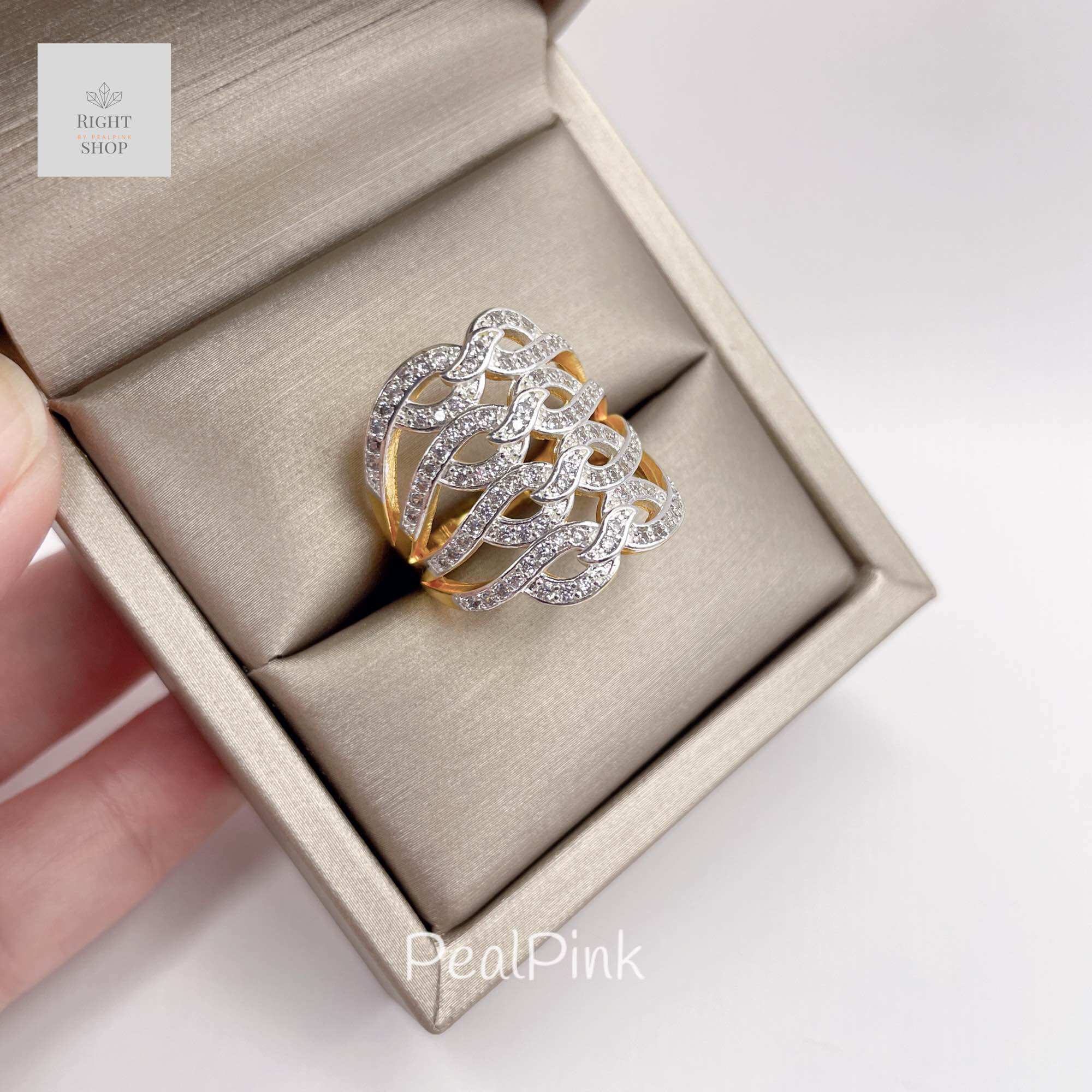 Wide diamond ring infinity design with four rows of shoulder free size ...