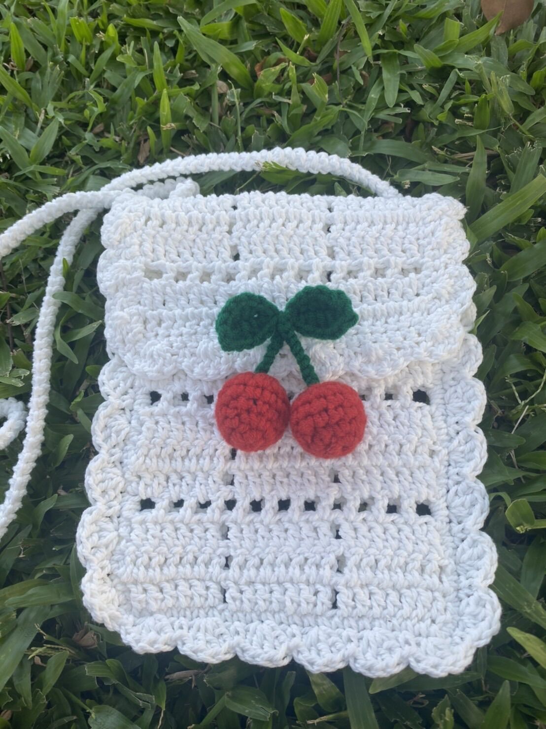รุ่น Crochet Waffle bag สั่งถักได้ค่ะ กระเป๋าสะพายข้าง โครเชต์ น่ารัก ...