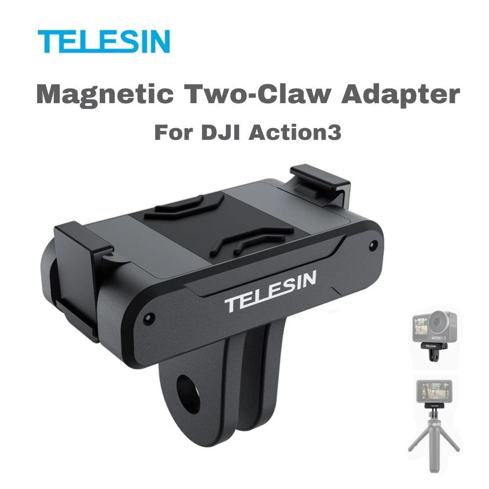 TELESIN For DJI Action 3 Magnetic Two Claw Adapter 14 Thread Universal ...