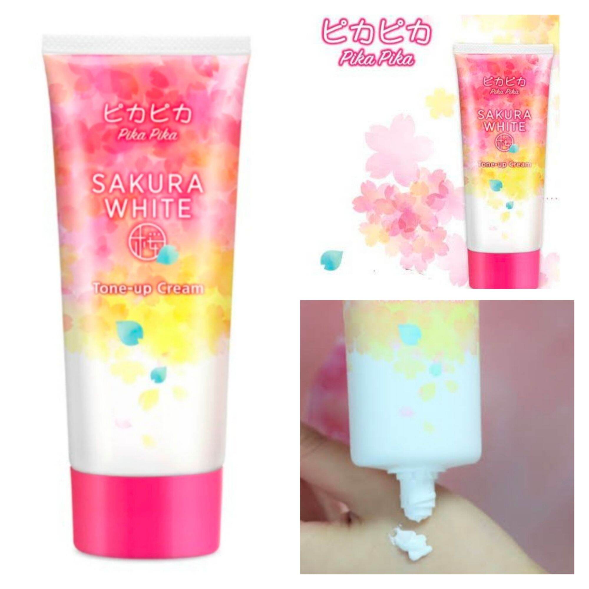 PIKA PIKA Tone up cream 50g. ปิก้า ปิก้า ซากุระ ไวท์ โทนอัพ ครีม 50กรัม ...