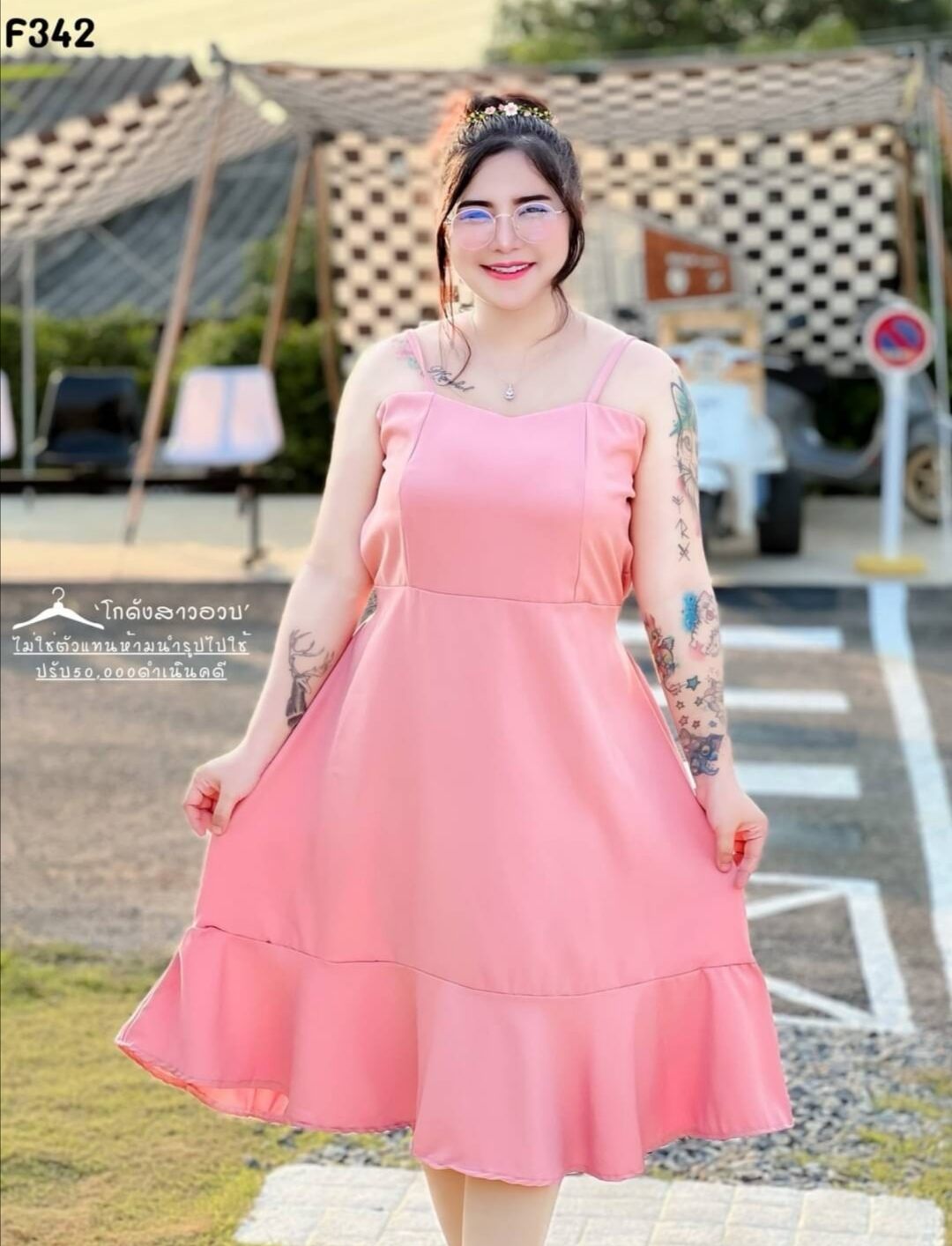 C985 เดรสสายเดี่ยวเซเลป เดรสยาวสาวอวบ ชุดเดรสสาวอวบอ้วน เสื้อผ้าคนอ้วน เสื้อผ้าสาวอวบ Plussize ...