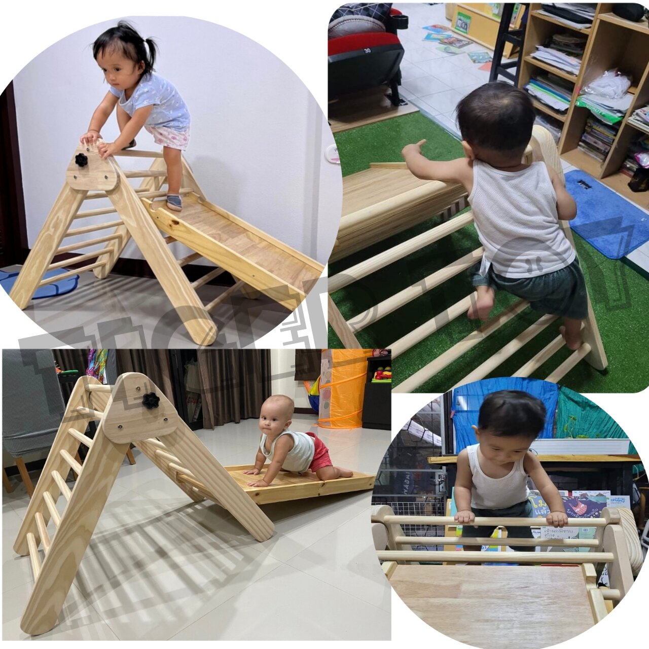 Pikler Triangle Foldable Climbing Frame ชุดปีนสามเหลี่ยม ปีนป่าย รวมสไล ...