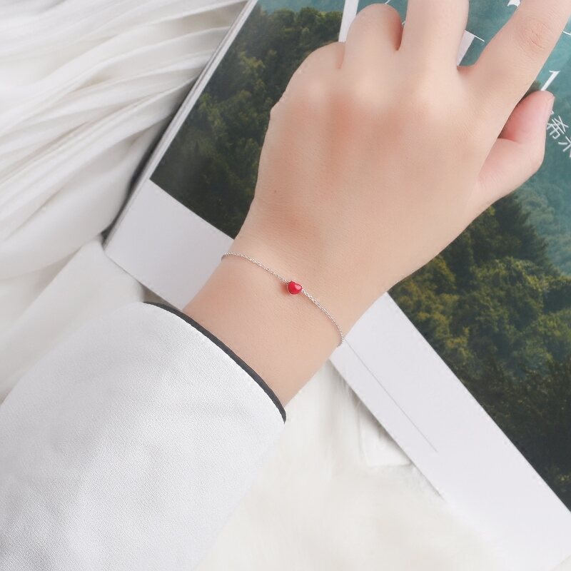 S925สร้อยข้อมือเงินแท้ผู้หญิงสไตล์เกาหลีเรียบง่ายบุคลิกภาพสดใสน่ารักนักเรียนรักของขวัญรักสาวโมริ ...