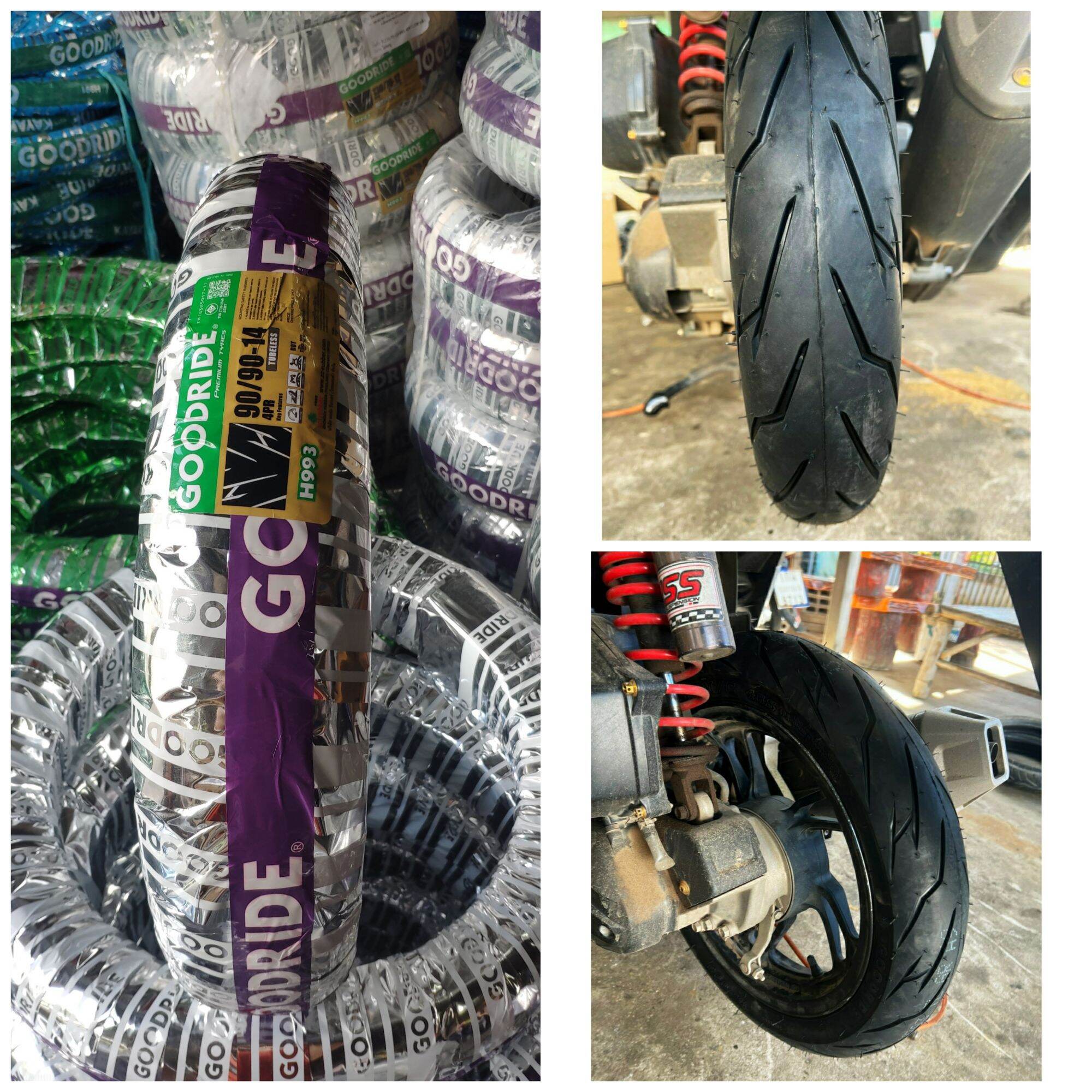 ยางนอก เรเดียน เบอร์ 90/90-12 ลายสายฟ้า H993 ไม่ใช้ยางใน Goodride ยางไทย ผลิต ปี2022 คุณภาพเกิน ...