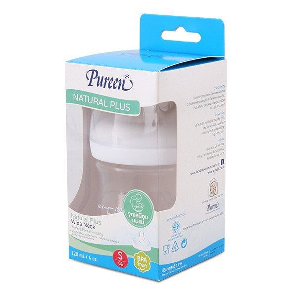 Pureen Natural Plus ขวดนมเพียวรีนคอกว้าง 4 ออนซ์ (1 แถม 1 ขวด) พร้อมจุก ...