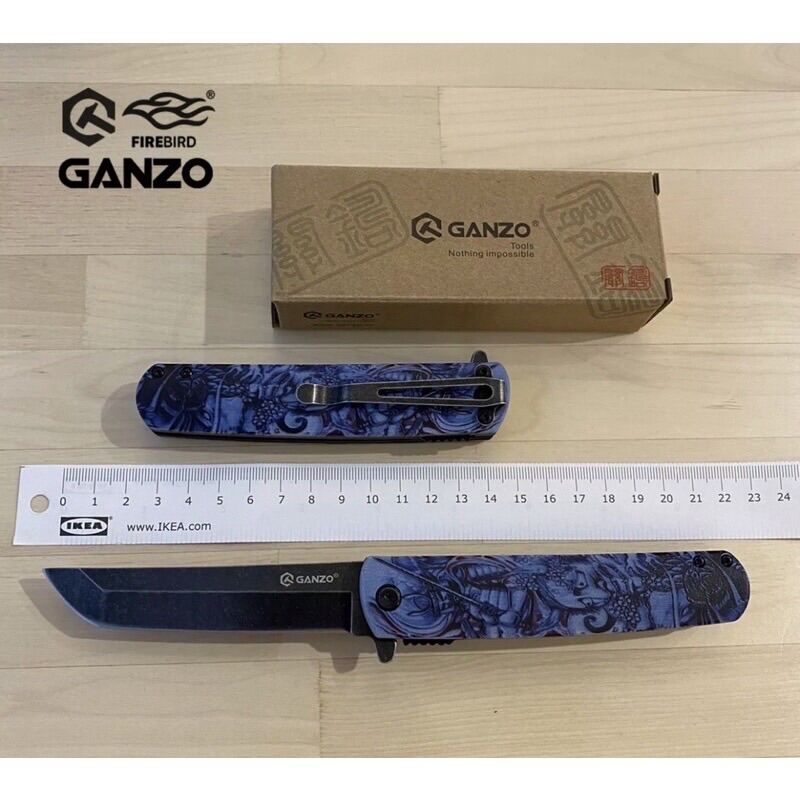 มีดพับ Ganzo รุ่น G626-GS ด้ามสีฟ้า ลายนักรบญี่ปุ่น ของแท้ - New one 1593184457 - ThaiPick