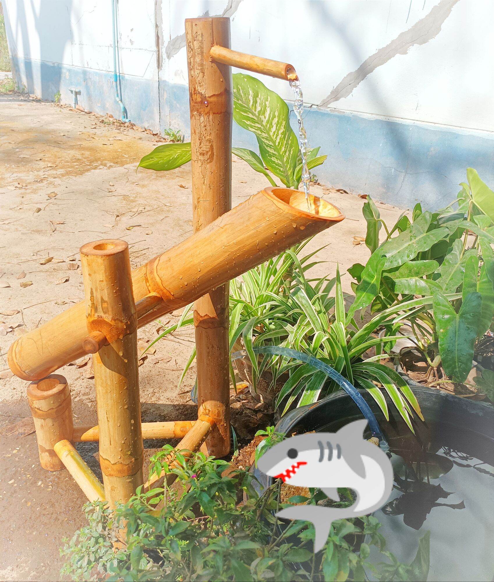 ไม้ไผ่น้ำล้นแบบกระดก3ขา สไตล์ญี่ปุ่น ชุดใหญ่ พร้อมปั้ม สูง 80 ยาว 59 ...