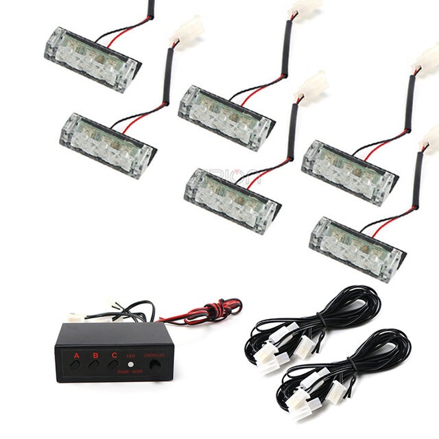 กระจังหน้ารถ12V 4X3 LED ไฟแฟลชรถยนต์ไฟกะพริบ LED ขนาดเล็กสำหรับวิ่ง ...