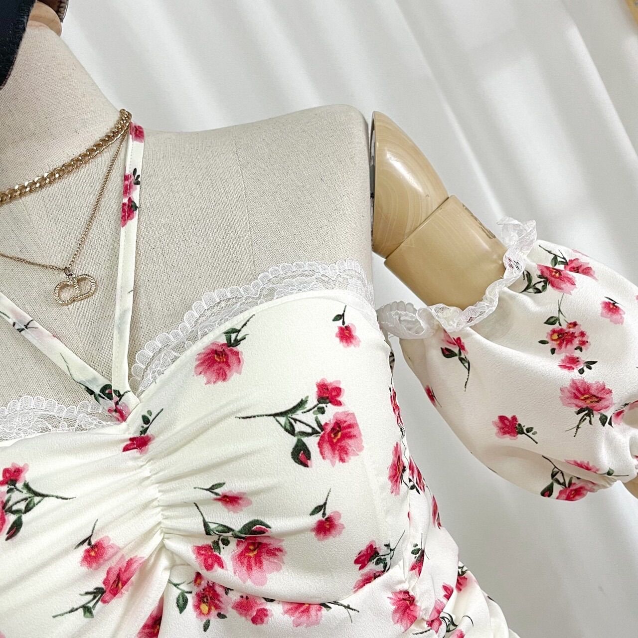 DD229 เดรสคล้องคอ เดรสเกาหลีลายดอก - kedfashion - ThaiPick