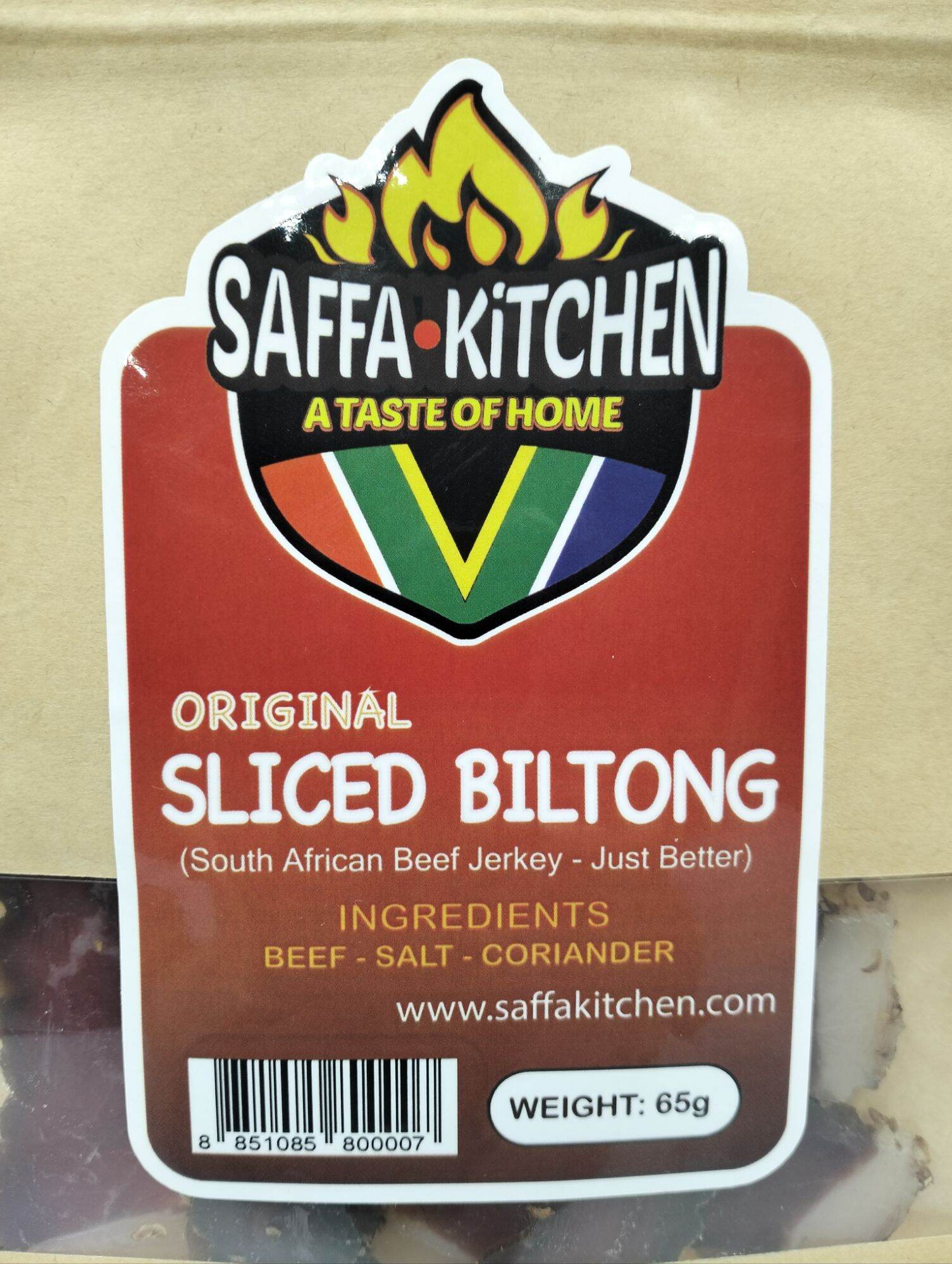 SAFFA KITCHEN Beef Biltong, sliced. Original recipe 55g, 250g, 500g, 1 ...