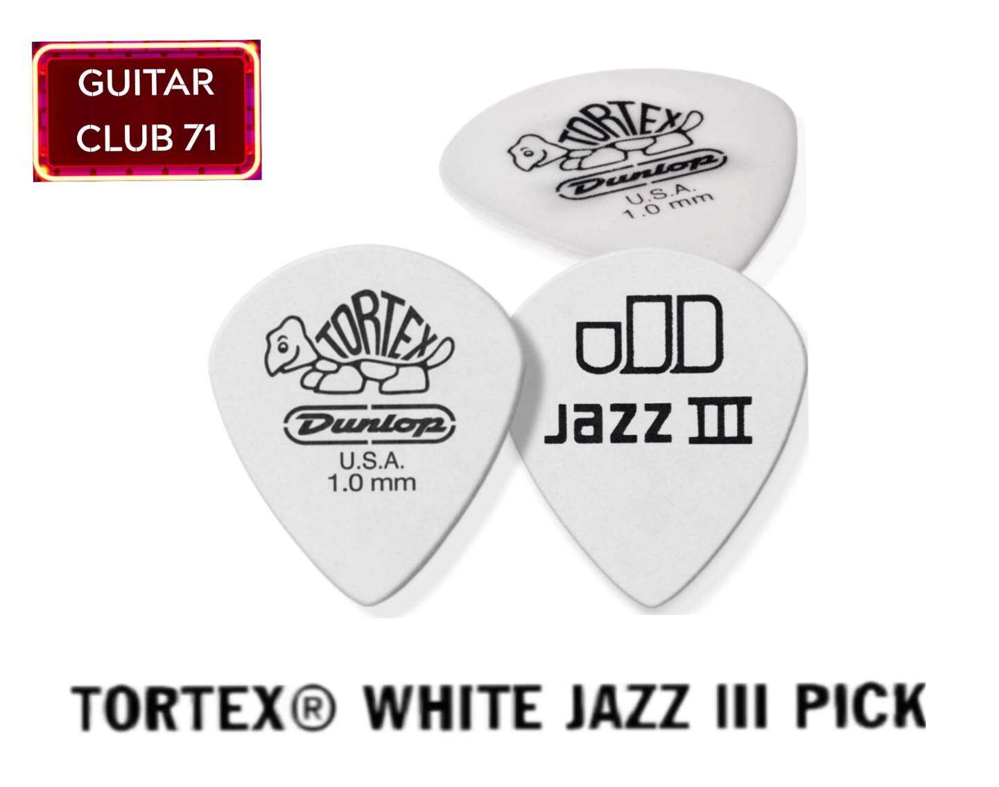 PICK Jim Dunlop TORTEX WHITE JAZZ III แท้ U.S.A.100ปิ๊กกีตาร์(เต่าขาว ...