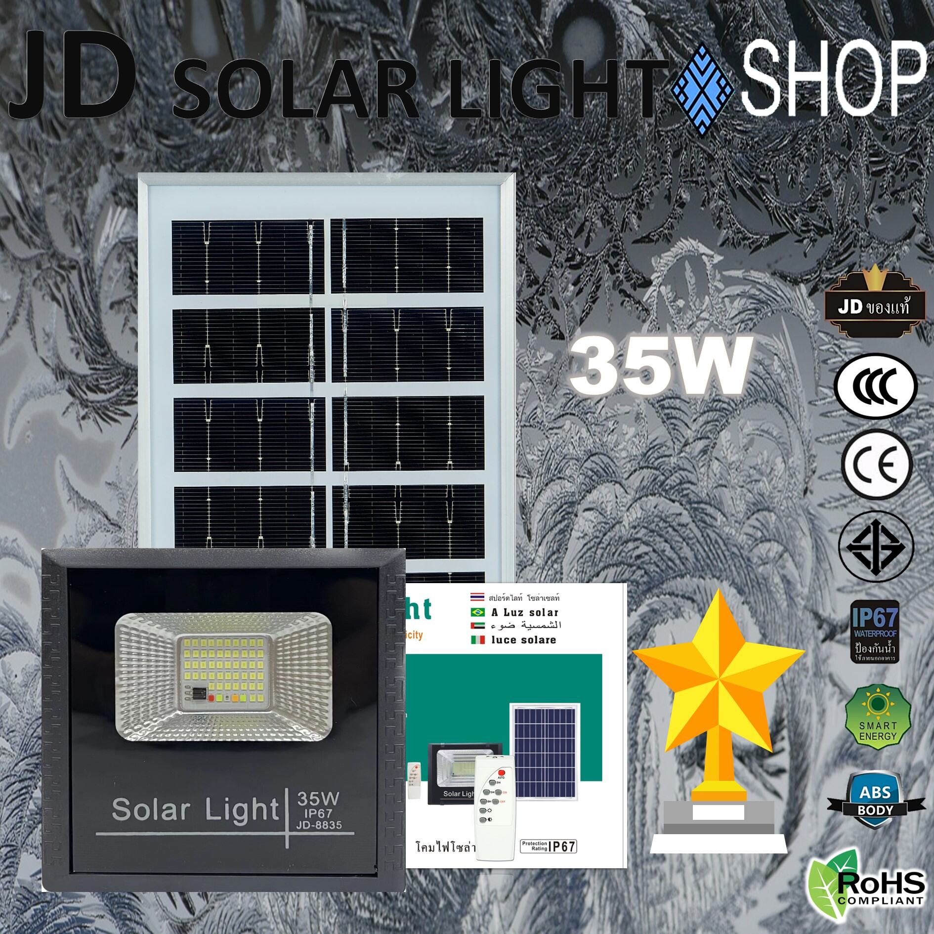 ซื้อ1แถม1 JD LED ไฟโซล่าเซลล์ 2000W 1000W 650W 300W 200W 120W 65W 45W ไฟโซล่าเซล solar light ...
