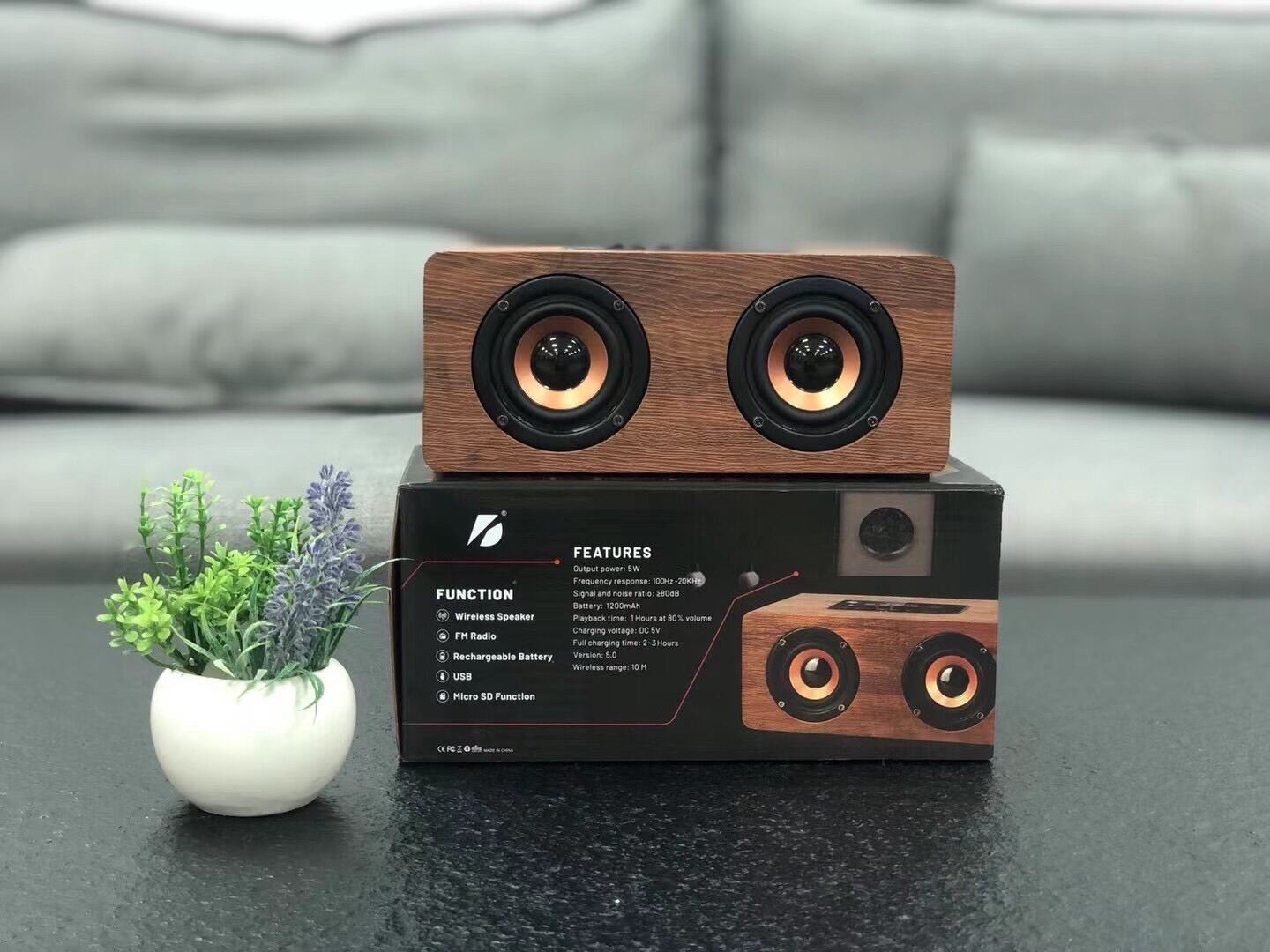 ลำโพงบลูทูธ KTS-1612 เสียงทุ้มหนักแน่น ลำโพงลายไม้2ดอก - xshop957 - ThaiPick