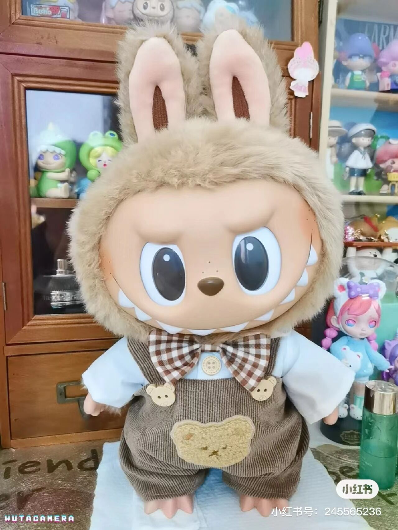 Labubu ตุ๊กตาไวนิลเปลี่ยนเสื้อผ้า37ซม. รุ่นที่สองดึงผ้าเสื้อผ้าเด็กชุด ...