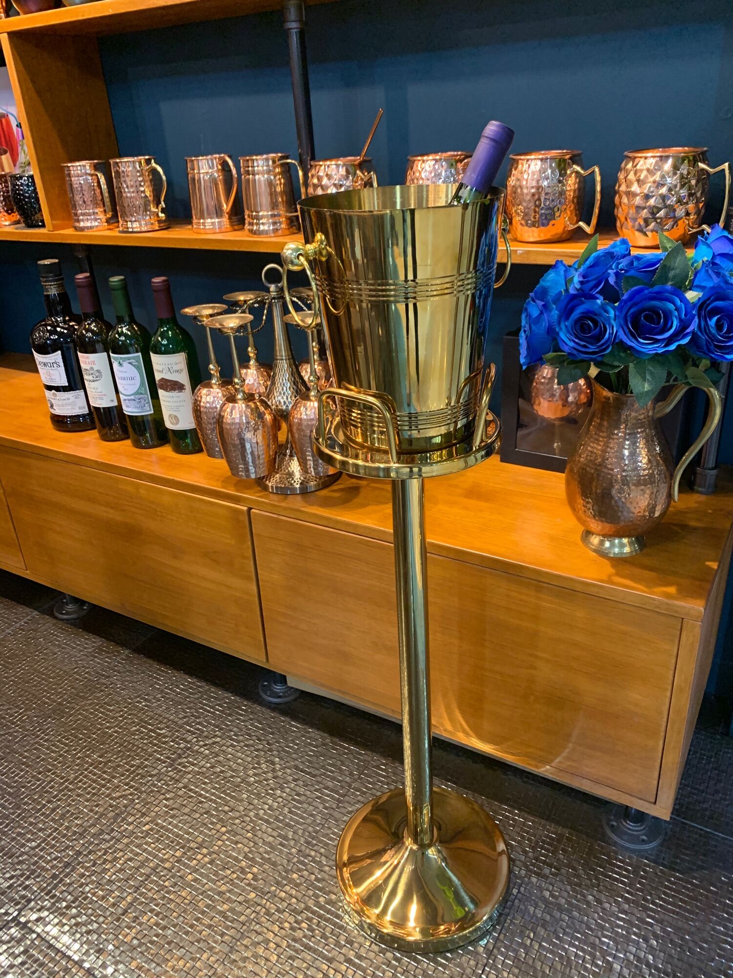 Gold Champagne Bucket With Stand at Dolores Blauvelt blog