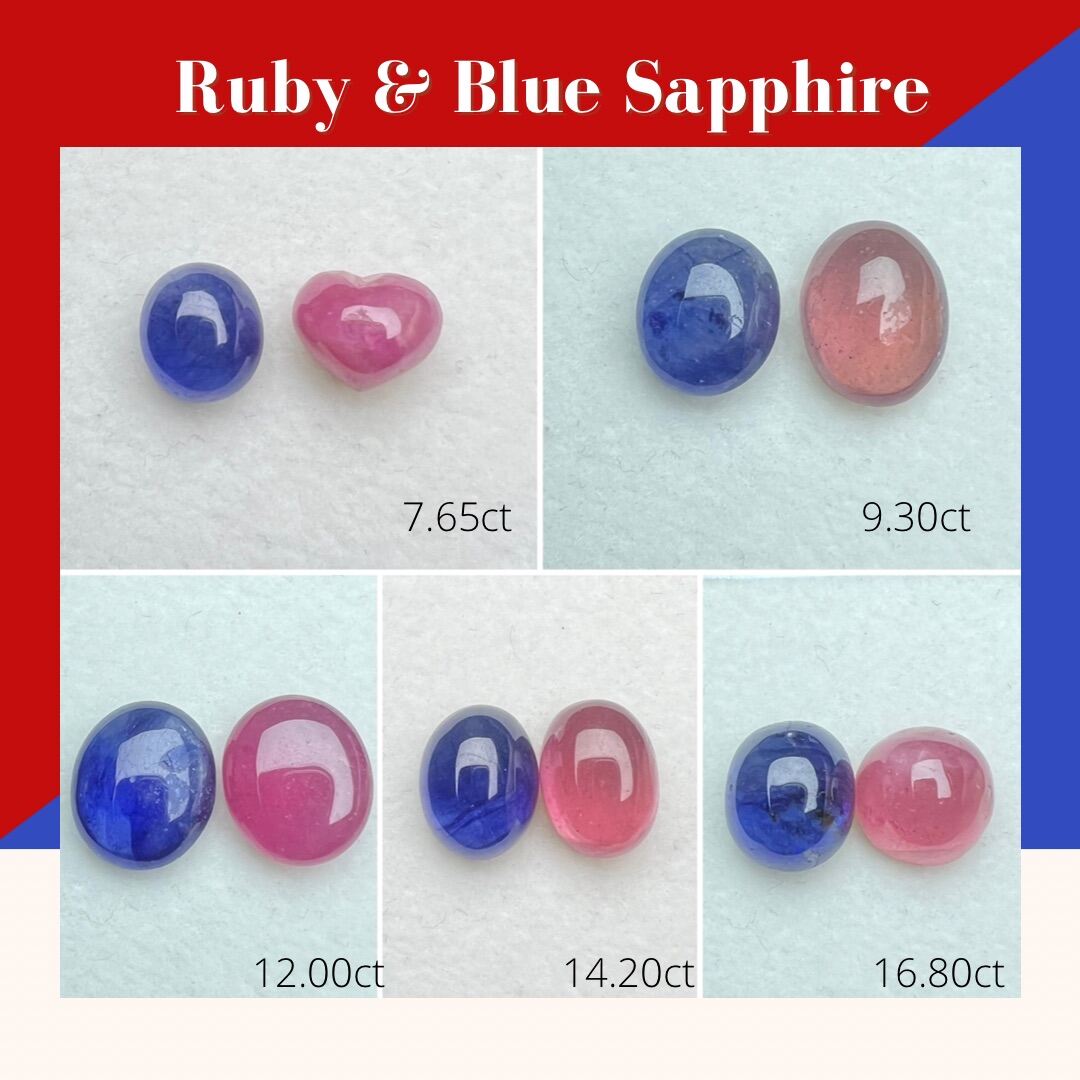 RBB005 Ruby & Blue Sapphire พลอยทับทิม คู่ พลอยไพลิน พลอยแท้ พลอย ...