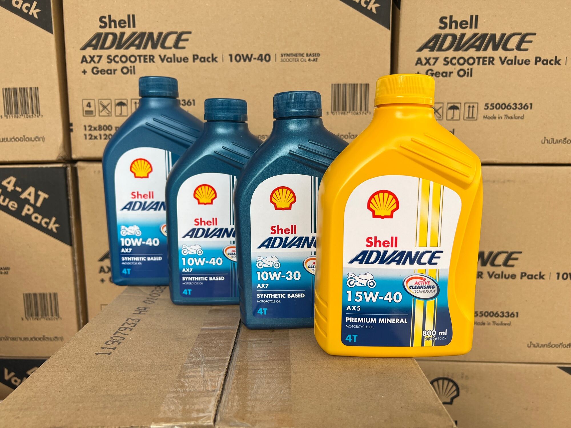 น้ำมันเครื่อง รถจักรยานยนต์ Shell advance ax7 4T 10w-40 10w-30 และ ax5 ...