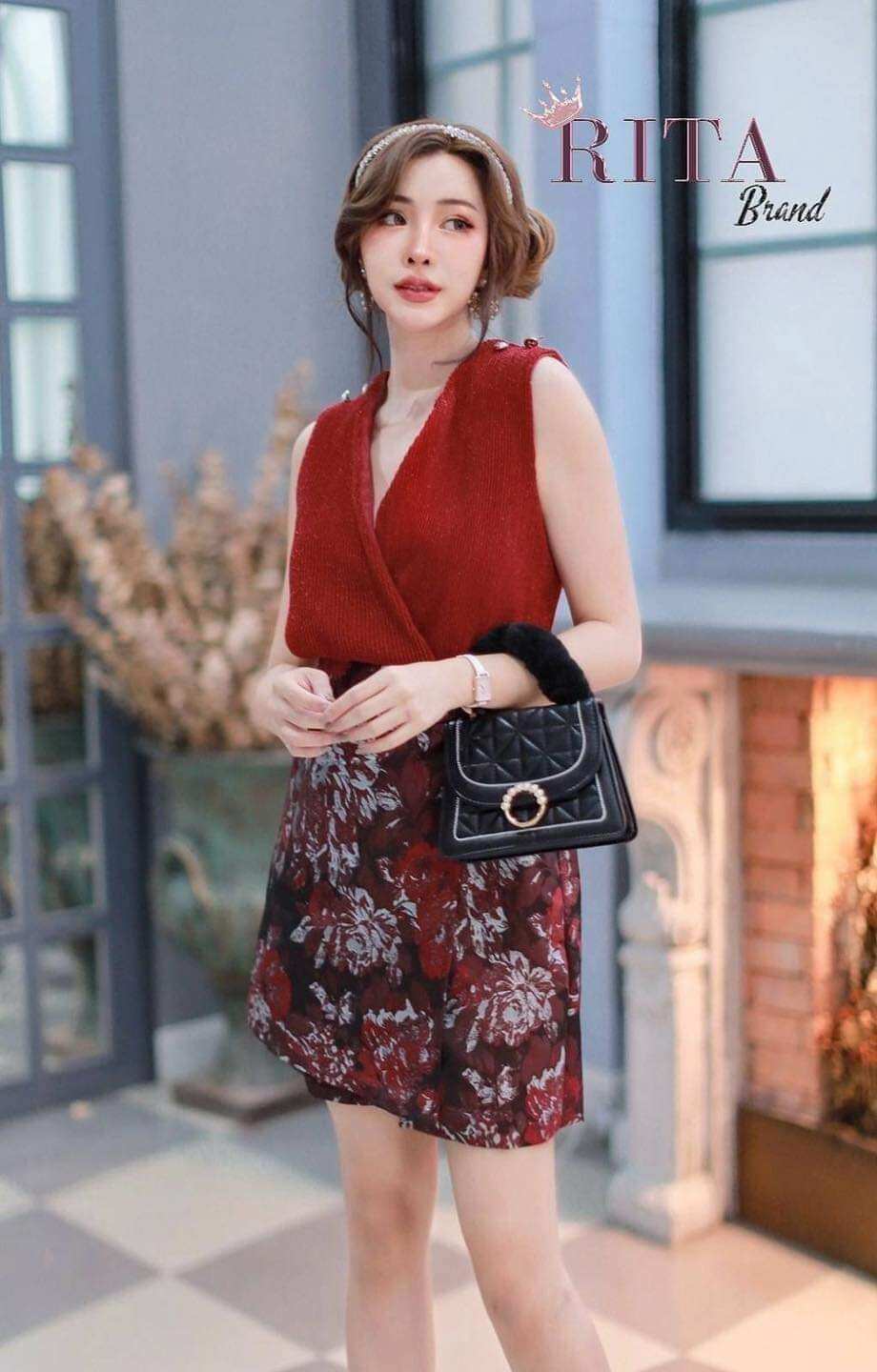 ป้าย Rita Brand????????จั๊มกางเกงผ้าทอลายสวยๆ ช่วงบนเป็นผ้าวิ้งๆ - P&K ...