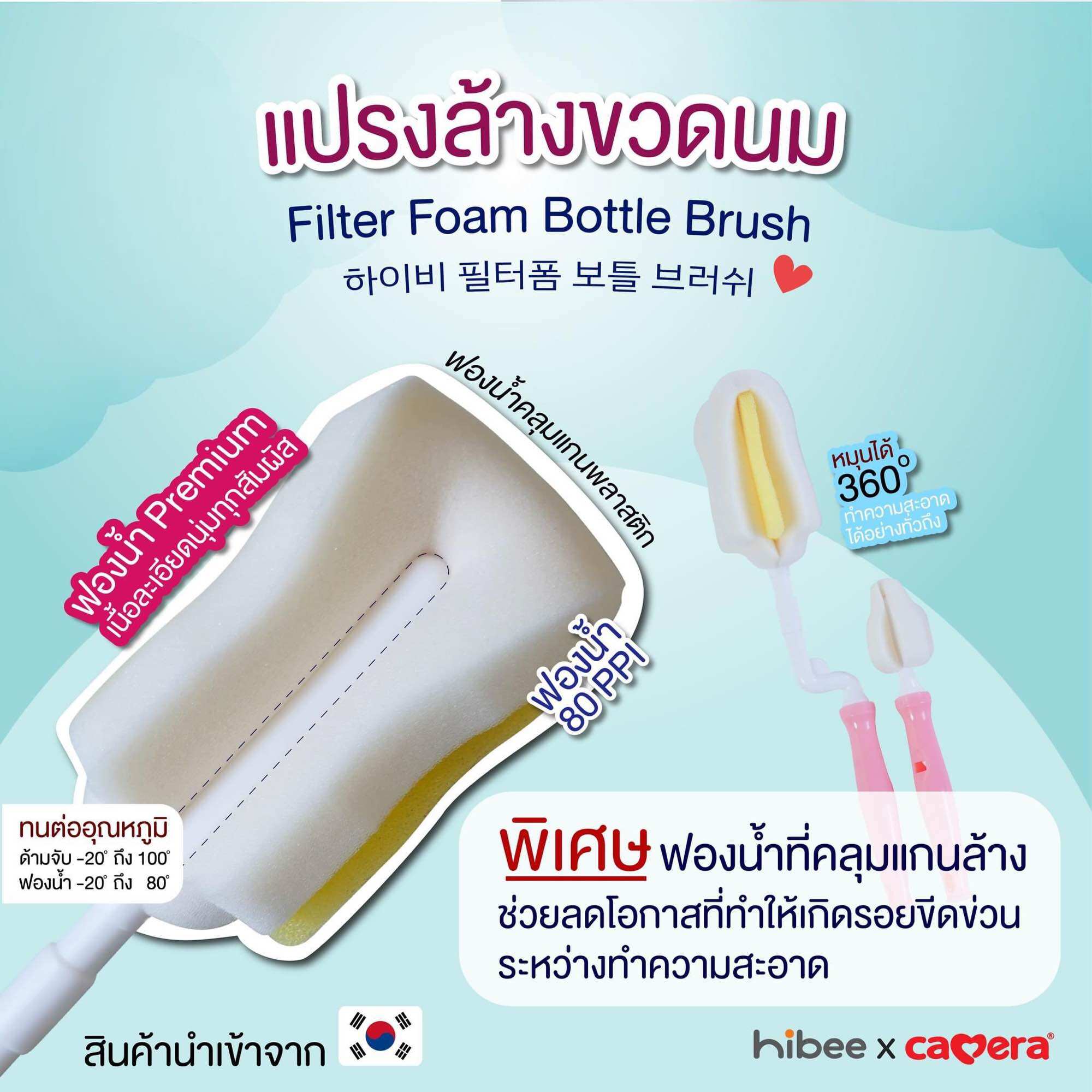 Hibee x camera แปรงล้างขวดนม หัวฟองน้ำพรีเมียม นำเข้าจากเกาหลี ...