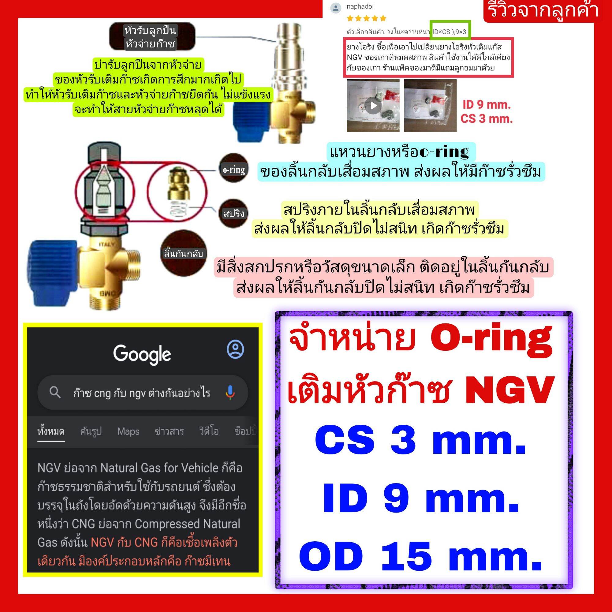 โอริงเติมแก๊ส/ก๊าซNGV / 10 ชิ้น | Lazada.co.th