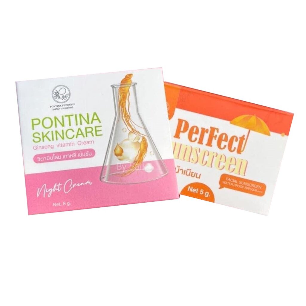 💯%💐ครีมโสมไข่มุกเกาหลีพรทิน่า+แถมกันแดด Pontina | Lazada.co.th