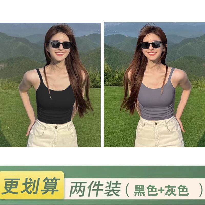 Edochi ผู้หญิงโยคะเสื้อกีฬาพร้อมแผ่นรองหน้าอกผ้าฝ้ายสั้นสไตล์สลิง ...