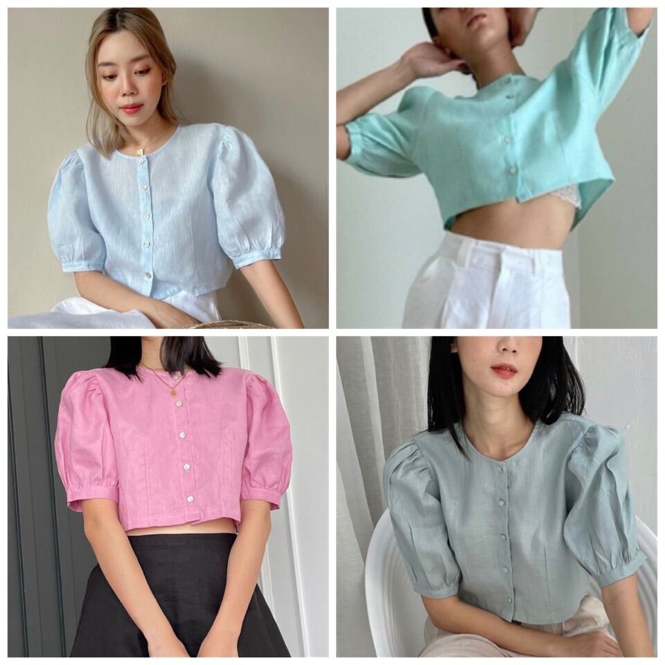 PLOWBRANDS-TL0001 เชิ้ตOversize กระดุมหน้า ชายด้านหน้าตรง ชายด้านหลัง ...