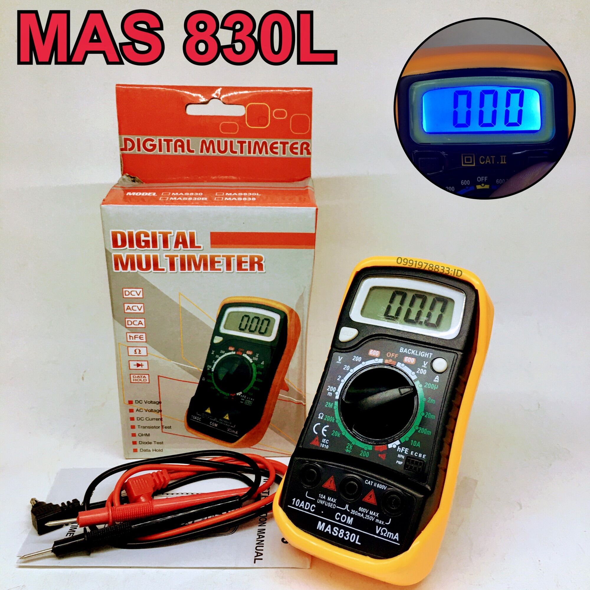 DT 830L จอLCD มีไฟ LED มัลติมิเตอร์ดิจิตอล มิเตอร์วัดไฟ Multimeter ...