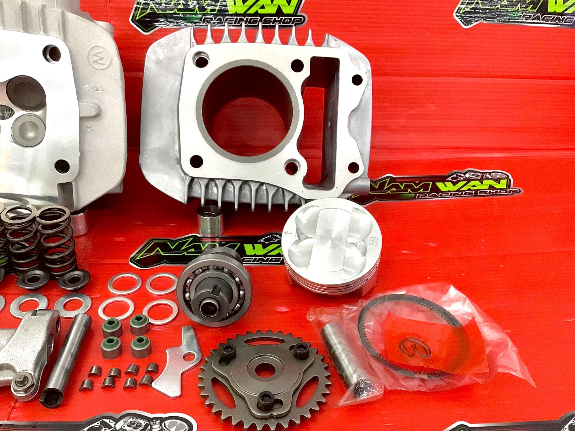 ชุดทากาว Wave-125 4 วาล์ว ลูก 57,58,59,60,64,66 มิล วาล์ 21/18,22/19,24/21 มิล เสื้อ+ลูก+ฝาสูบ ...