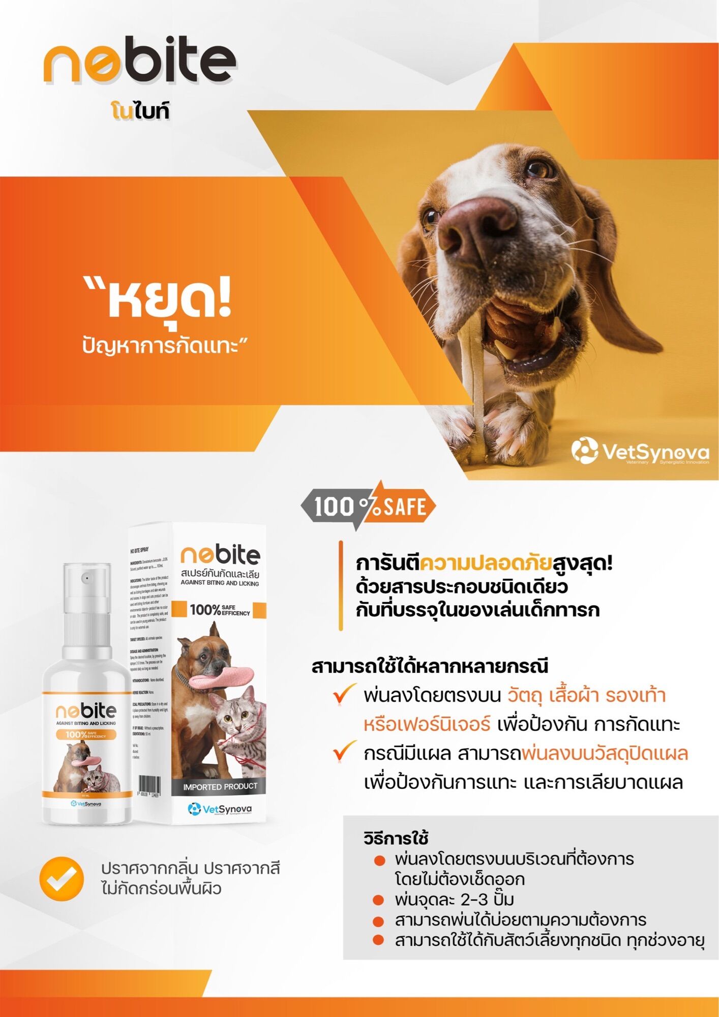 No Bite สเปรย์ป้องกันการเลีย กัด แทะ ใช้ได้ทั้งสุนัขและแมว ขนาด 50 ml ...